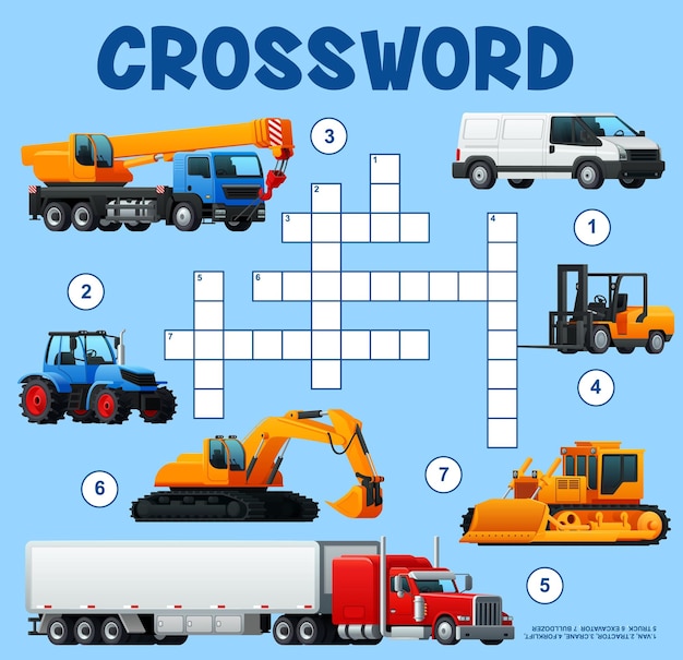 Engaging Crossword Puzzle with Vibrant Construction Vehicles | Jiffy ...
