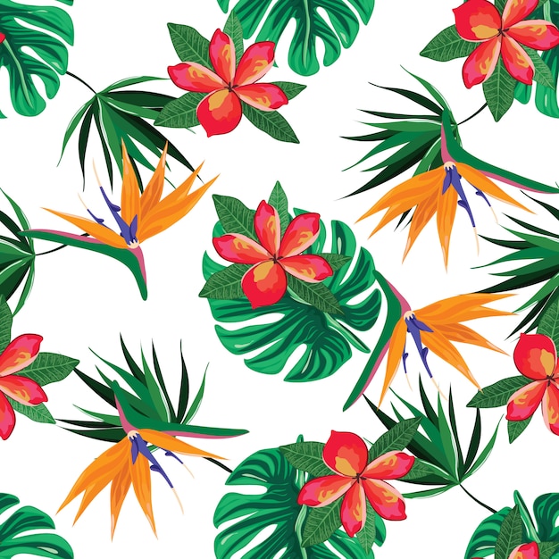 Vibrant Tropical Floral Pattern with Lush Foliage | Jiffy Designs