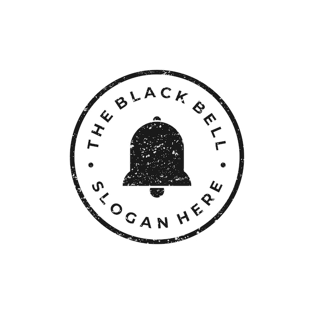Vintage Stamp-Style Logo with Black Bell and Text | Jiffy Designs
