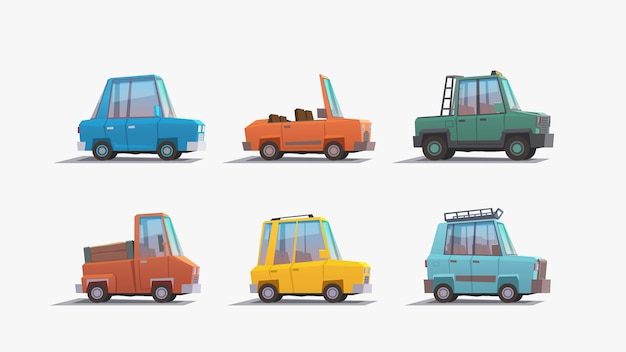 Vibrant Collection of Stylized Cartoon Vehicles for Diverse Uses ...