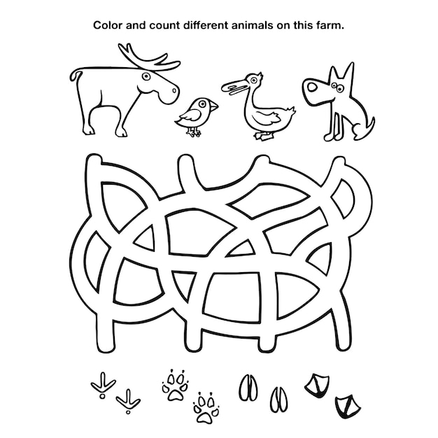 Charming Farm Animals Maze and Counting Activity | Jiffy Designs