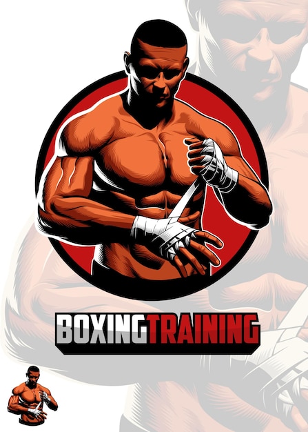 Powerful Boxer Showcases Strength and Skill in Boxing Training Emblem ...