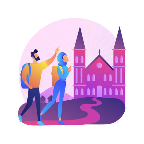 Christian Pilgrimages Abstract Concept Vector Illustration. Go On ...