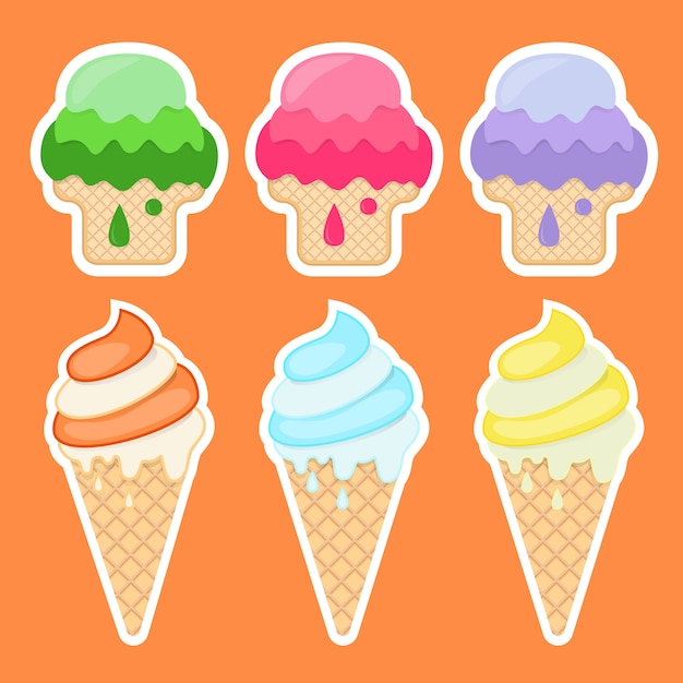 Vibrant Ice Cream Cone Stickers with Colorful Scoops | Jiffy Designs