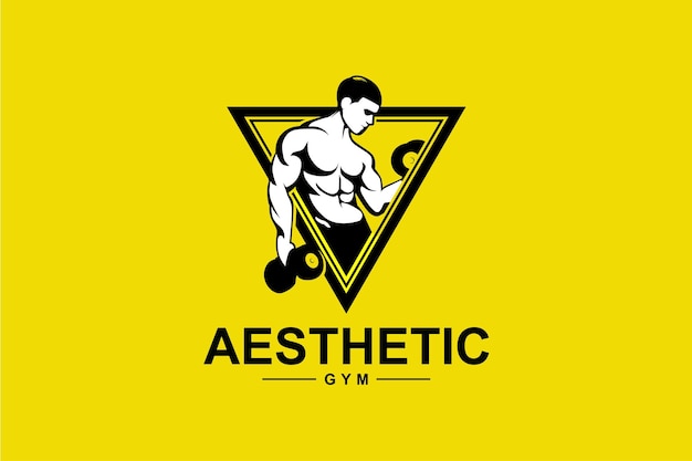 Powerful Silhouette of Muscular Athlete in Geometric Frame | Jiffy Designs