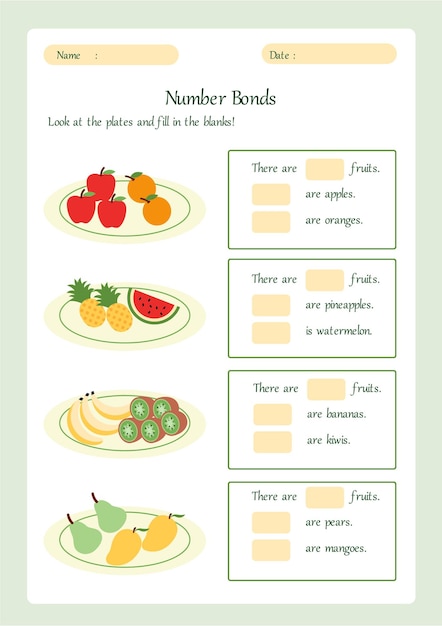 Vibrant Fruit Varieties Showcased in Playful Number Bonds | Jiffy Designs