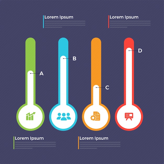 Vibrant Infographic Thermometer Icons with Diverse Symbols and Labels ...