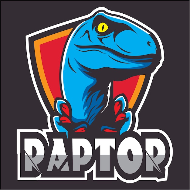 Fierce Blue Raptor Emblem with Bold Text Logo | Jiffy Designs