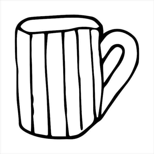 Simple Outline of a Cozy Mug with Vertical Stripes | Jiffy Designs