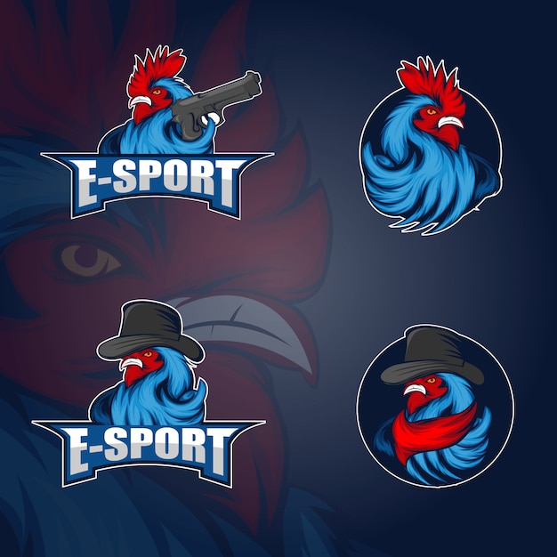 Vibrant Esports Rooster Mascot Logos for Gaming Branding | Jiffy Designs