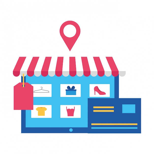 Colorful Local Store Illustration with Location Pin Icon | Jiffy Designs