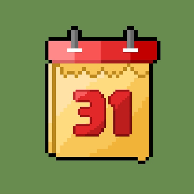 Vibrant Pixel Art Calendar Showcasing the 31st Day | Jiffy Designs