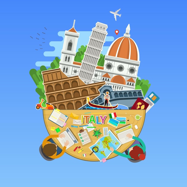 Vibrant Landmarks of Iconic Italy in Playful Illustration | Jiffy Designs