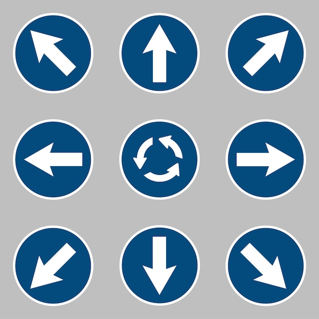 Minimalist Blue and White Directional Arrow Road Signs | Jiffy Designs