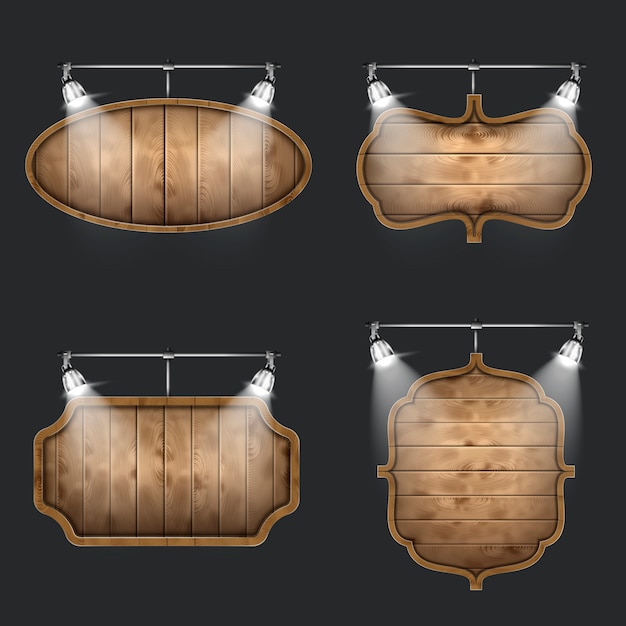 Antique-style Wooden Signs with Spotlights and Ornate Frames | Jiffy ...