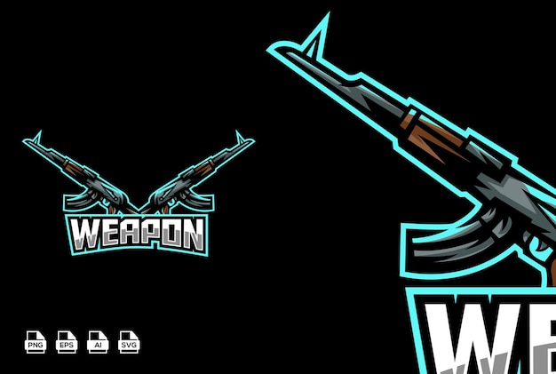 Striking Neon Weapon Emblem with Futuristic Firearm | Jiffy Designs