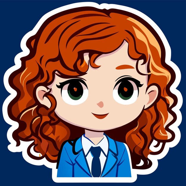 Charming Cartoon Character with Vibrant Curly Hair | Jiffy Designs