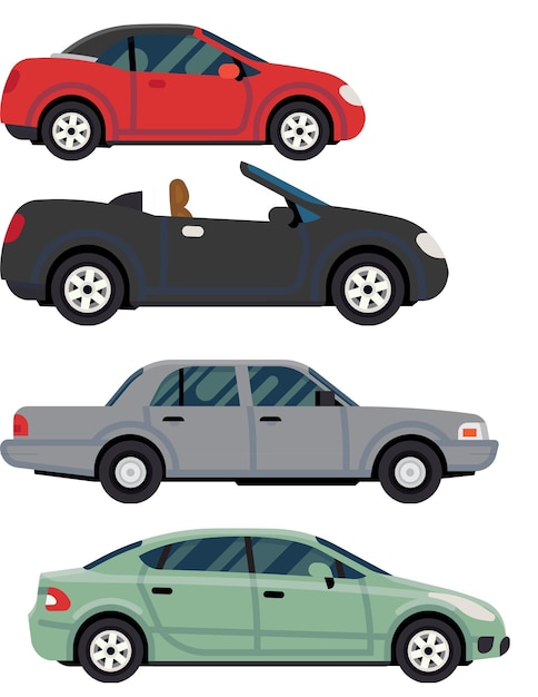 Diverse Collection of Stylized Compact and Sedan Vehicles | Jiffy Designs