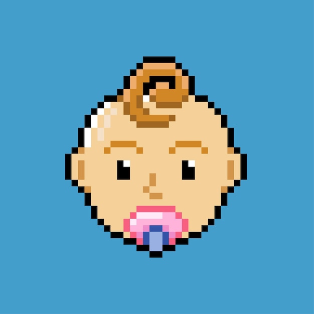Adorable Pixel Baby Face with Pacifier | Jiffy Designs