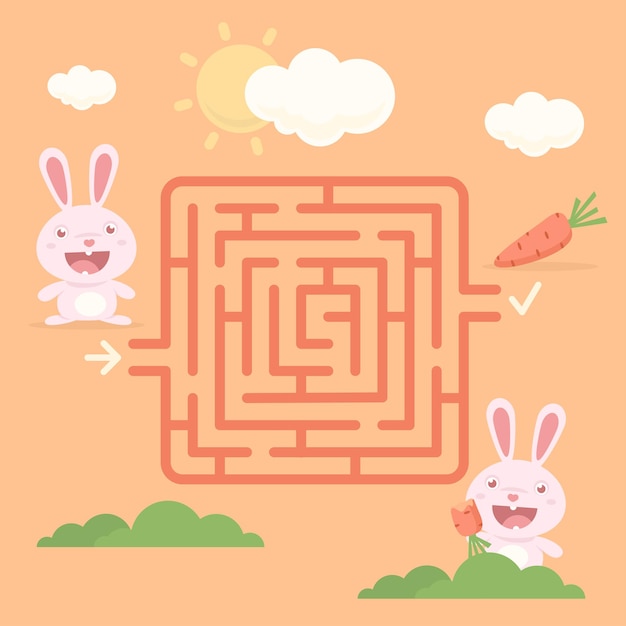 Playful Rabbit Maze Adventure with Carrot | Jiffy Designs