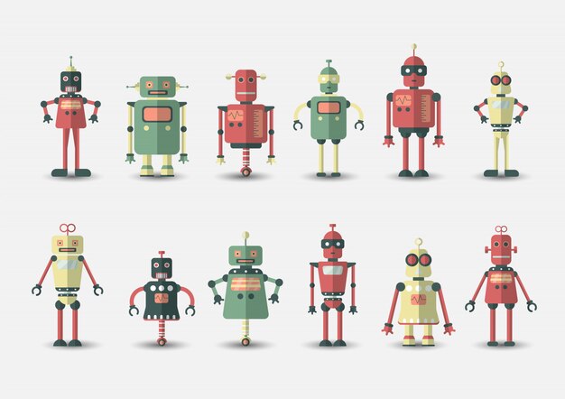 A Colorful Parade of Vintage Robots Marching with Personality | Jiffy ...