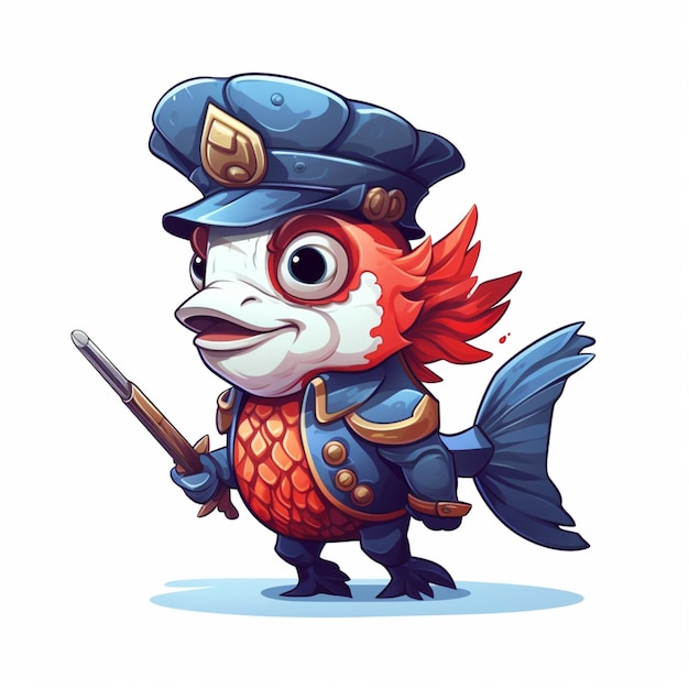 Whimsical Fisherman Mascot in Uniform Holding a Fishing Rod | Jiffy Designs