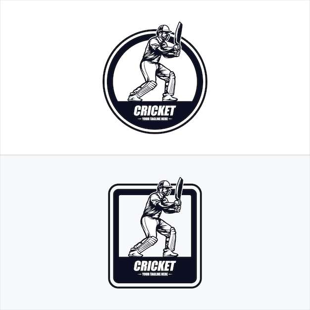 Powerful Cricket Player Emblem with Dynamic Silhouette | Jiffy Designs