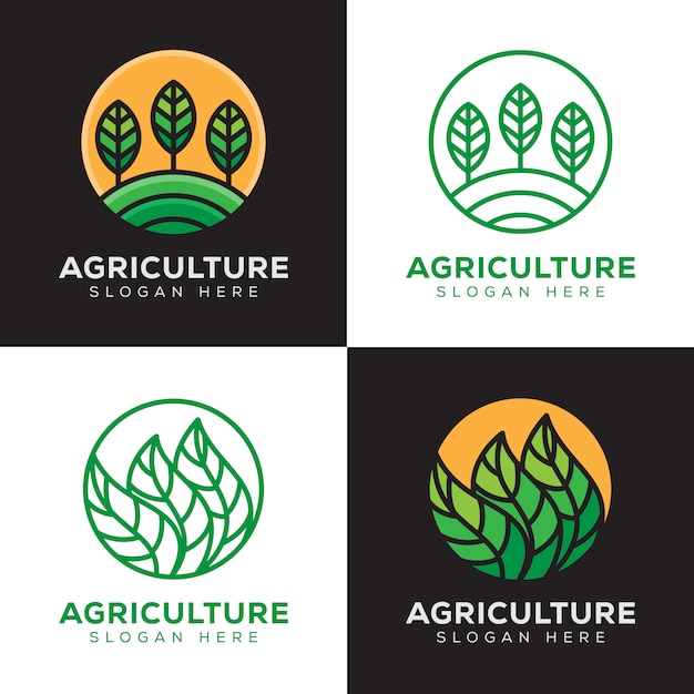 Versatile Agricultural Emblem Collection with Leaf Motifs | Jiffy Designs