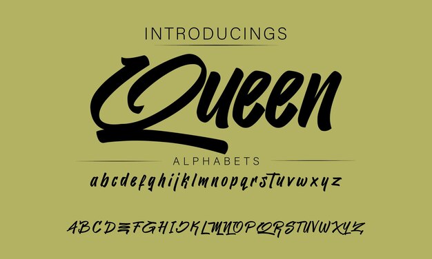 Elegant Cursive Lettering Display with Whimsical Queen Alphabets ...