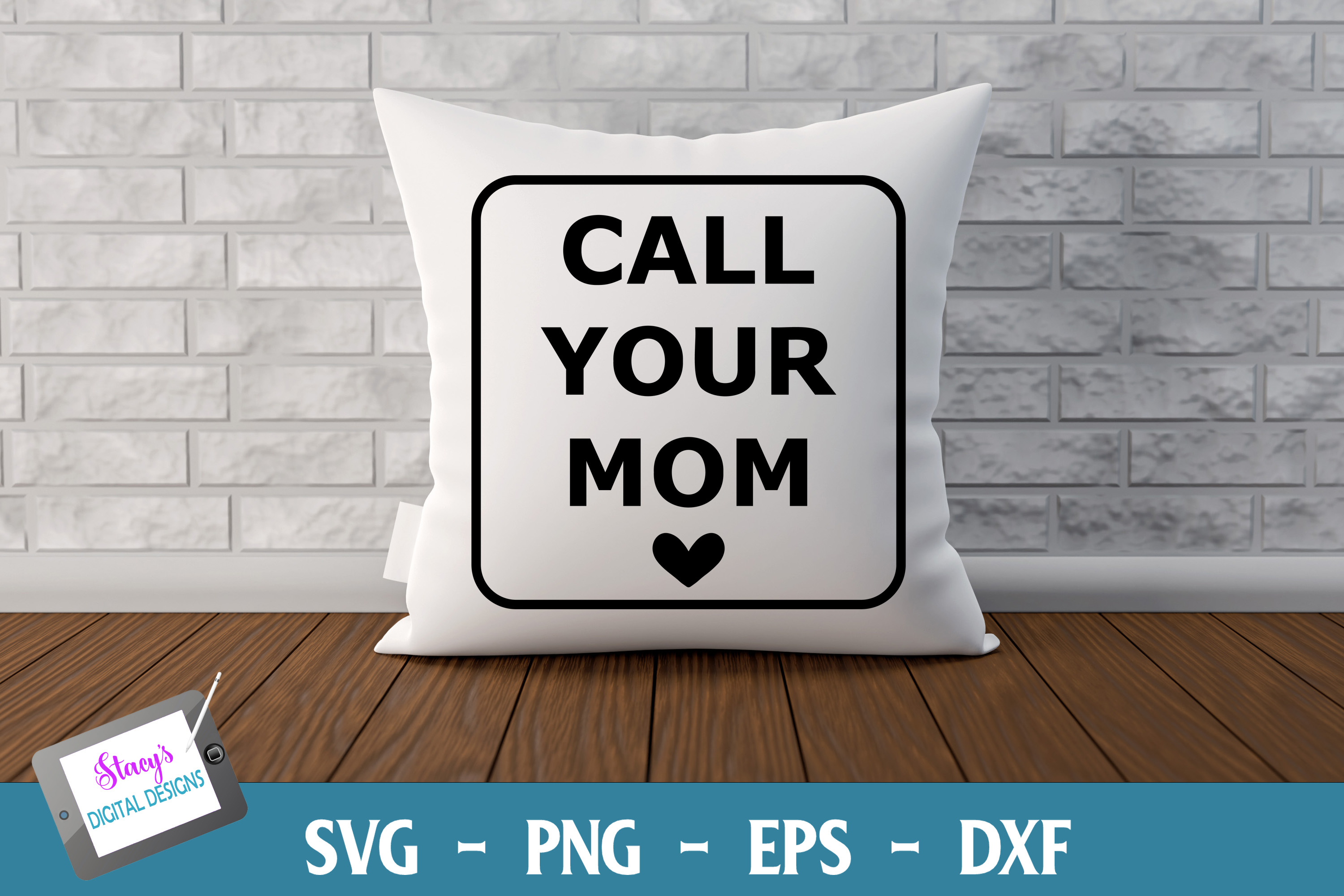 'Call Your Mom' Bold Typography with Heart in Minimalist Square Frame ...