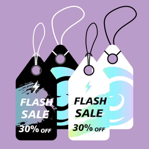 Vibrant Flash Sale Tags with Mountain and Lightning Designs | Jiffy Designs