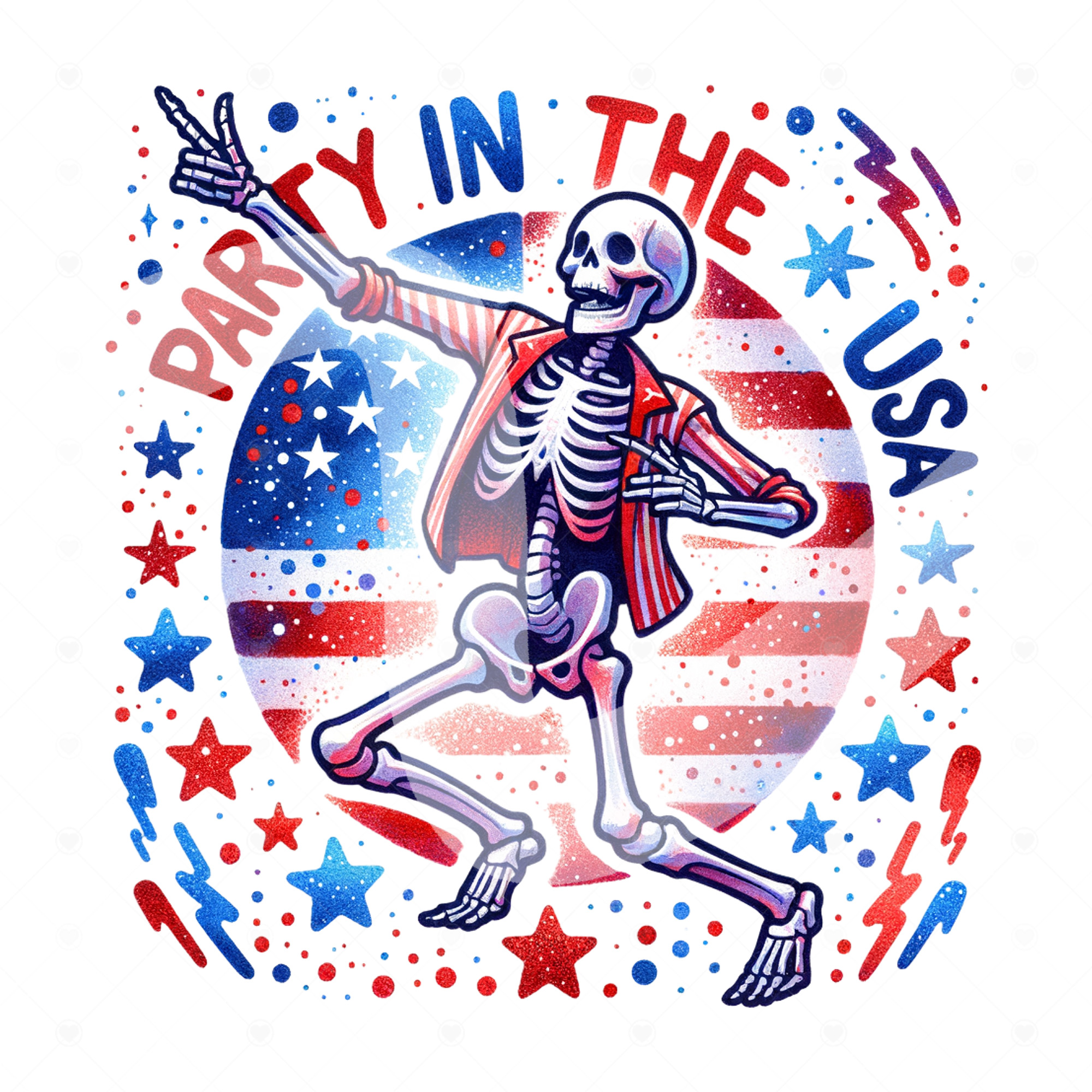 'Party in the USA' Patriotic Skeleton Dancing with American Flag ...