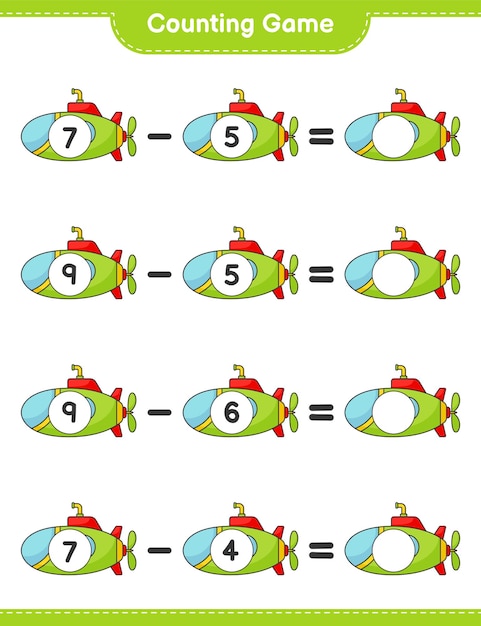 Colorful Submarine Counting Game for Children | Jiffy Designs