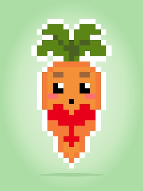 Charming Pixel Art Carrot with Cheerful Expression | Jiffy Designs