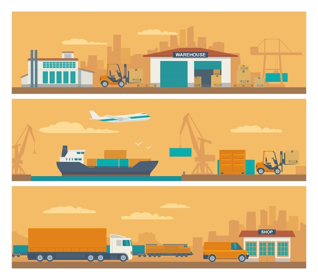 Bustling Cityscape with Transport, Industry, and Logistics | Jiffy Designs