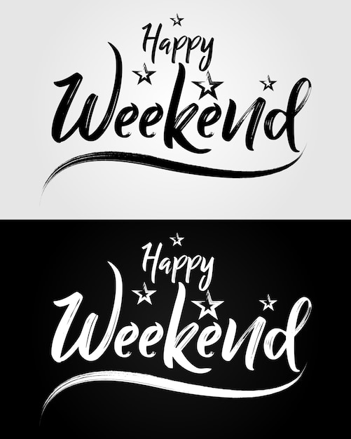 Stylish Handwritten 'Happy Weekend' Text with Starry Accents | Jiffy ...