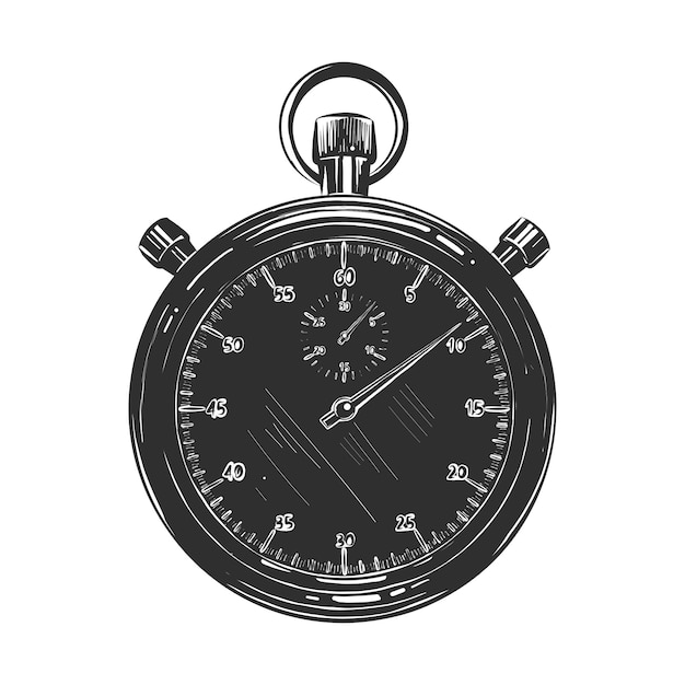 Vintage Stopwatch Illustration with Intricate Detailing and Numbering ...