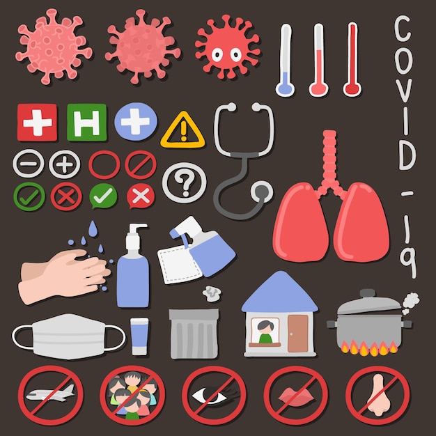 Colorful COVID-19 Pandemic Awareness Icons and Symbols | Jiffy Designs
