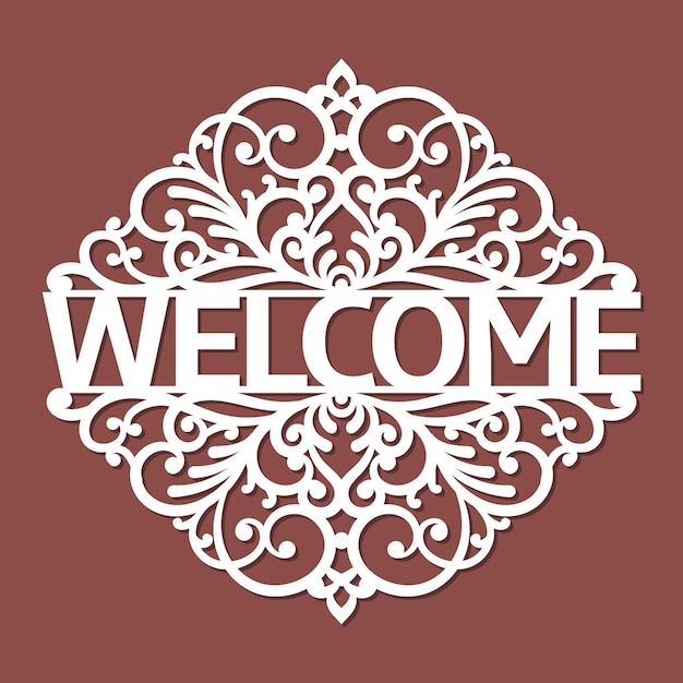 Elegant Ornamental Welcome Sign on Rich Burgundy Background | Jiffy Designs