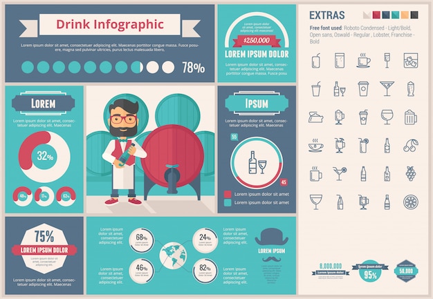 Vibrant Drink Infographic with Detailed Statistics and Icons | Jiffy ...