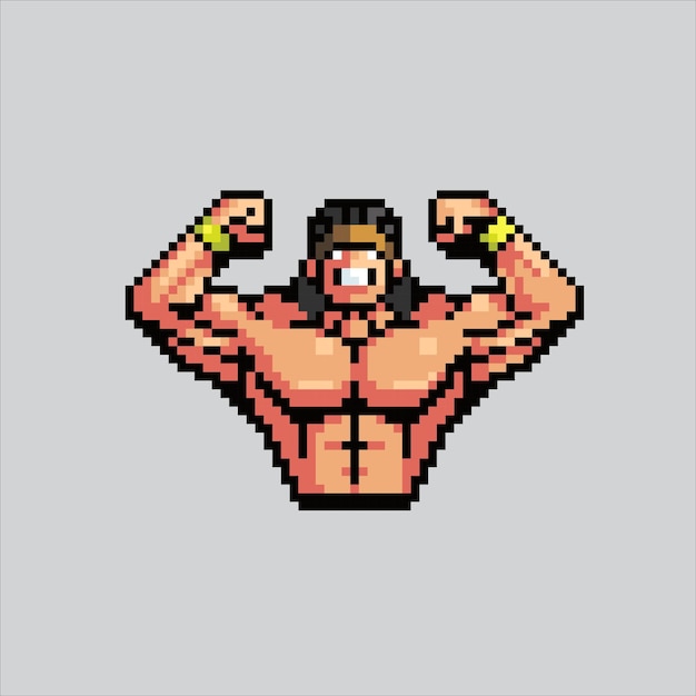 Muscular Pixel Art Wrestler Flexing Powerful Physique | Jiffy Designs