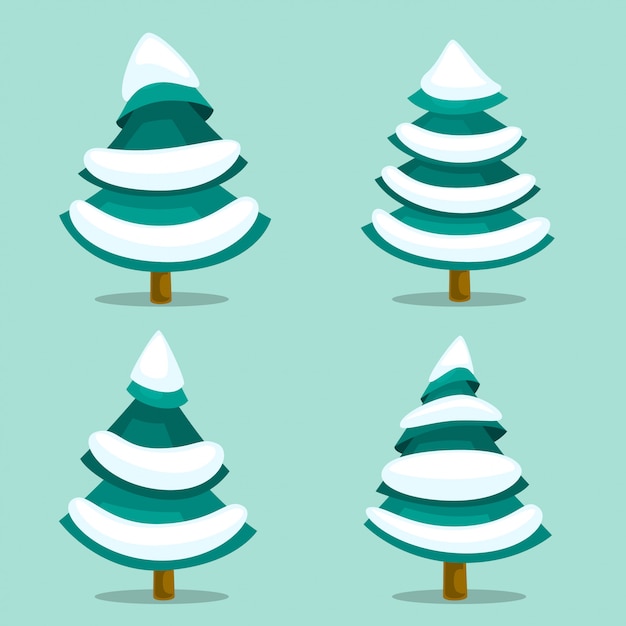 Stylized Evergreen Trees in Serene Winter Landscape | Jiffy Designs