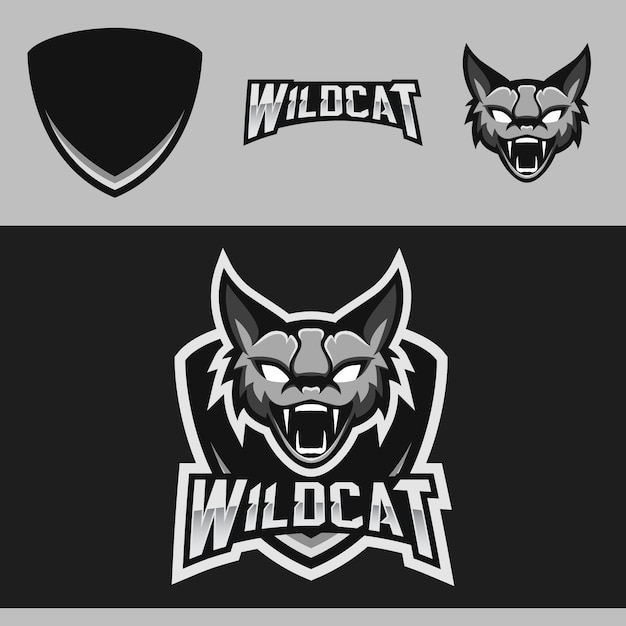 Fierce Wildcat Mascot Logo in Monochrome Design | Jiffy Designs