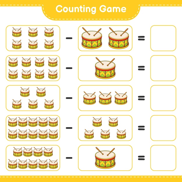 Vibrant Drum and Drum Set Collection for Counting Game | Jiffy Designs