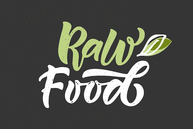 Vibrant Handwritten Raw Food Typography with Leaf Accents | Jiffy Designs
