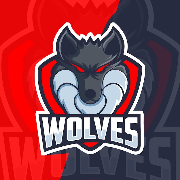 Fierce Wolves Mascot Logo with Intense Red Backdrop | Jiffy Designs