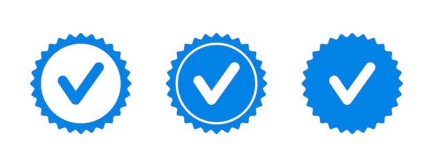 Diverse Collection of Verified Seal Icons in Blue | Jiffy Designs