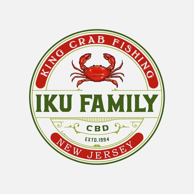 Vibrant Crab Fishing Emblem for Iku Family in New Jersey | Jiffy Designs