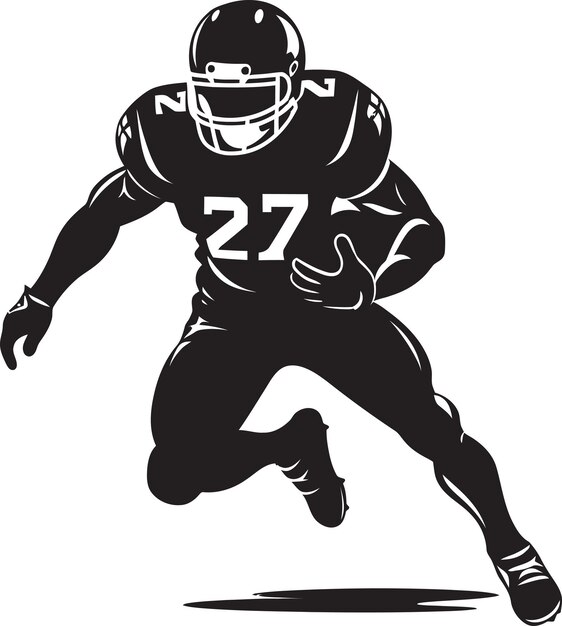 Powerful Football Player in Black Uniform Rushing Forward | Jiffy Designs