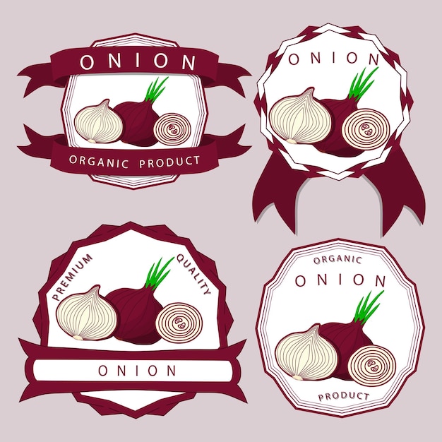 Vibrant Onion Organic Product Labels with Detailed Illustrations ...